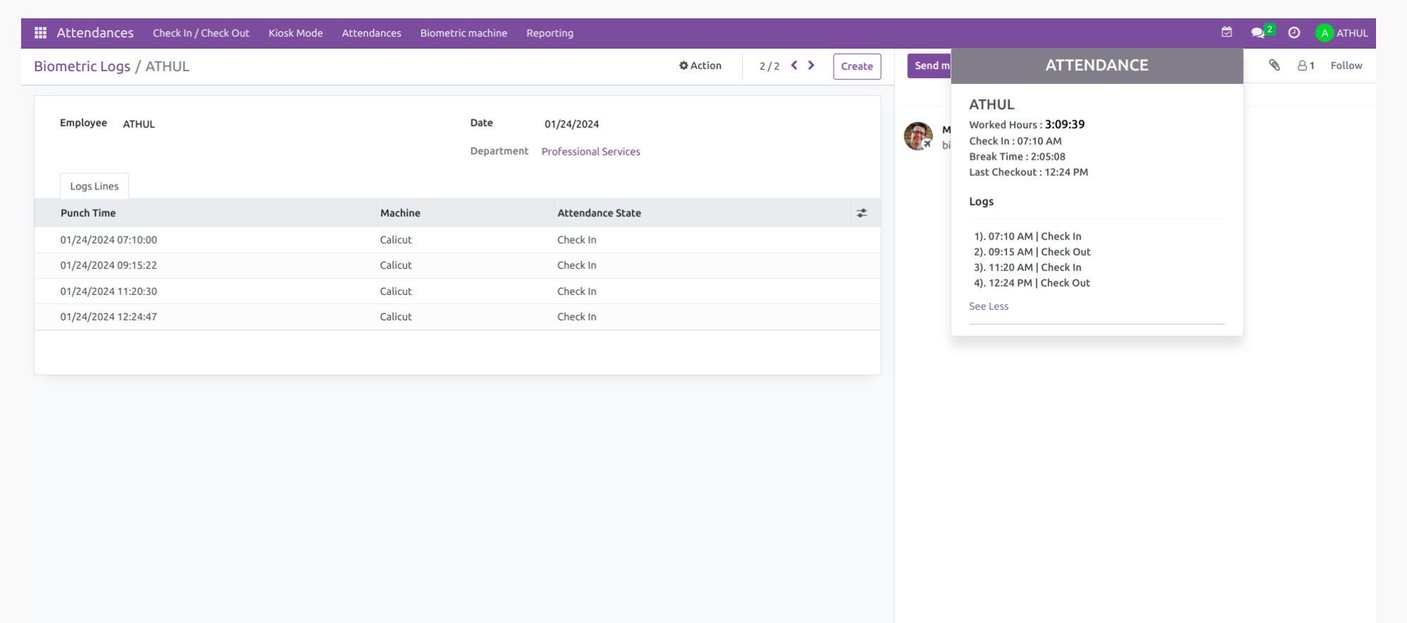 Attendance Log Tracker | Odoo Apps